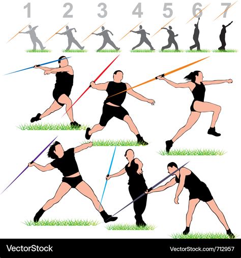 Javelin Throw Silhouettes Royalty Free Vector Image