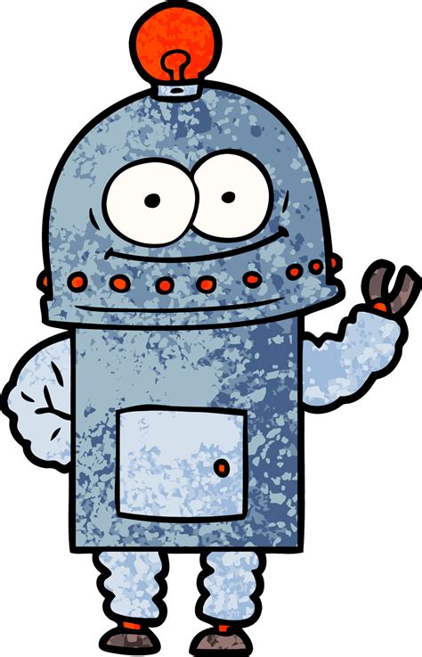 Happy Carton Robot With Light Bulb 45089516 Png