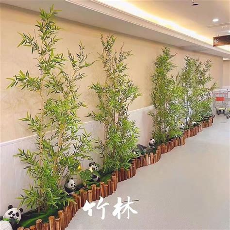 仿真竹子室内装饰绿植隔断屏风假竹子挡墙造景竹盆栽加密仿真毛竹 阿里巴巴