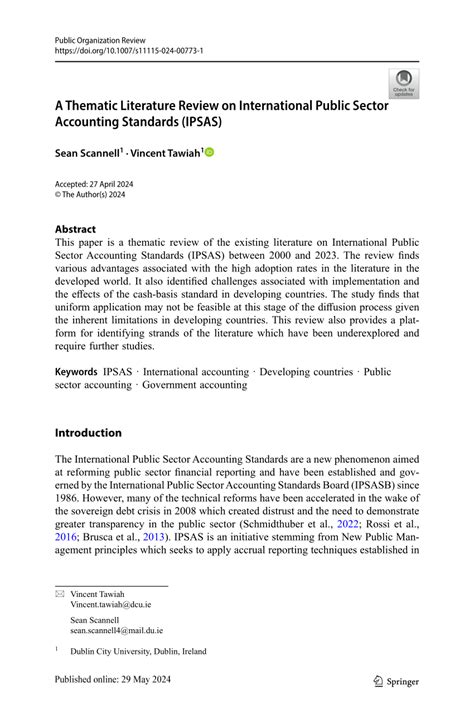 Pdf A Thematic Literature Review On International Public Sector