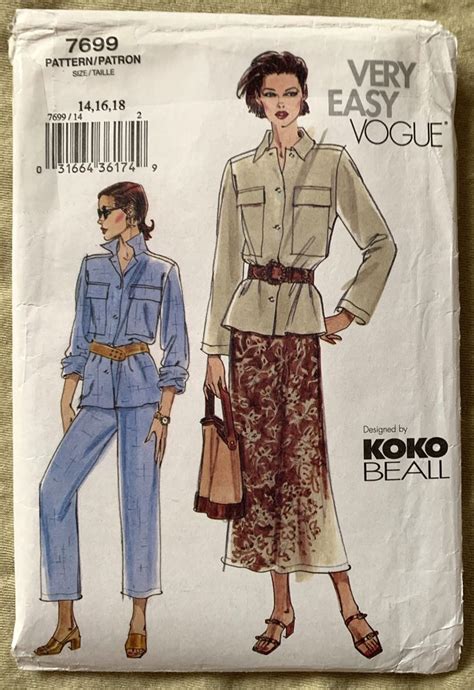 Vintage 2000 S Very Easy Vogue Pattern 7699 Koko Beall Misses Misses