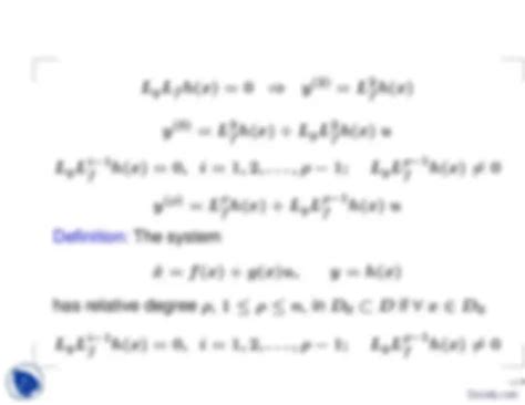 Normal Form Non Linear Control Systems Lecture Slides Slides Nonlinear Control Systems Docsity