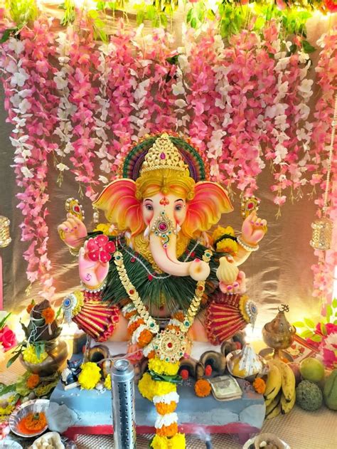 Ganpati Bappa Morya Ganpati Decoration Design Ganapati Decoration