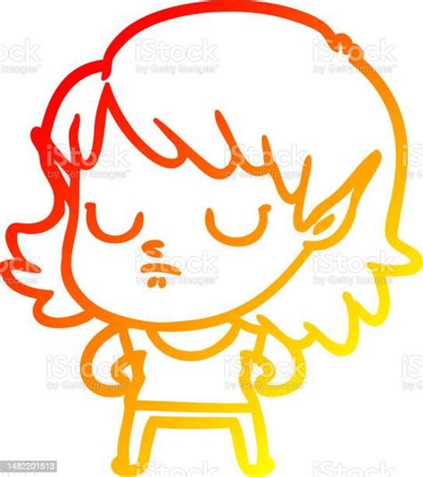 Dessin Au Trait Dégradé Chaud Dune Fille Elfe De Dessin Animé Vecteurs