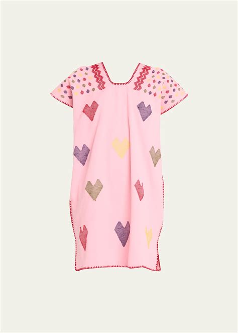 Pippa Holt Single Panel Multicolor Embroidered Mini Kaftan Bergdorf