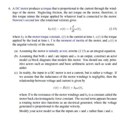 Solved 5 A DC Motor Produces A Torque That Is Proportional Chegg
