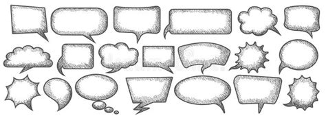 Hand Drawn Speech Bubbles Sketch Stock Illustration Illustration Of Comic Rectangular 387274683