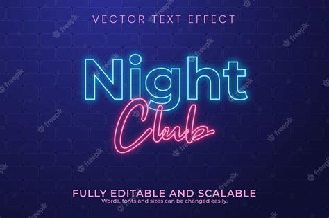 Premium Vector Neon Glow Text Effect With Dark Blue Background