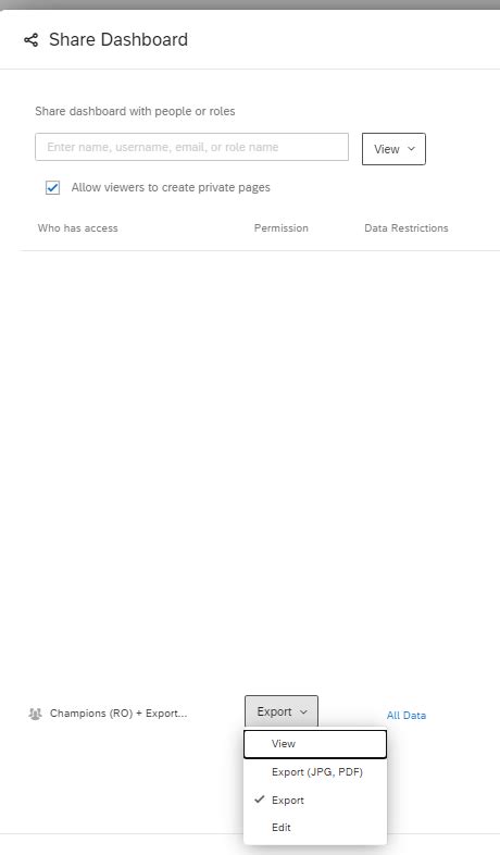 Limited Dashboard Export Permissions Xm Community