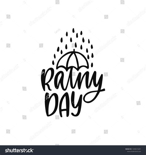 Hand Drawn Calligraphic Phrase Rain Umbrella Stock Vector Royalty Free