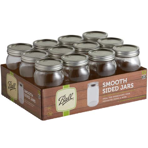Ball 1440067500 32 Oz Quart Wide Mouth Smooth Sided Glass Canning Jar