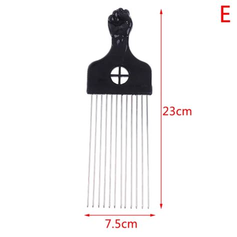 Dfudiej Black Fist Afro Metal Comb African Hair Pik Comb Brush Salon