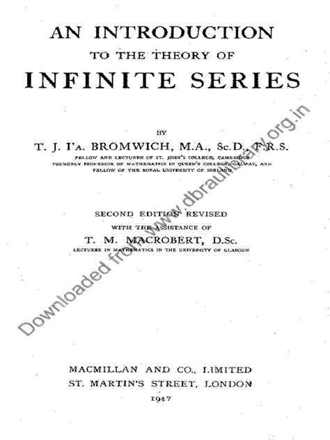 an introduction to the theory of infinite series pdf