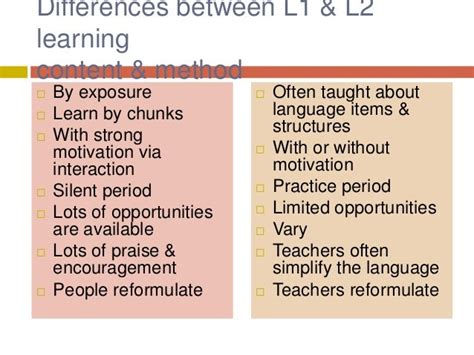 differences between l1 and l2 learning