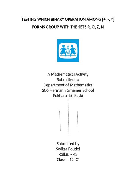 Testing Which Binary Operation Among Pdf Group Mathematics