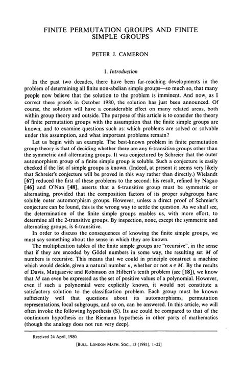 pdf finite permutation groups and finite simple groups