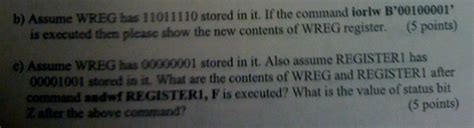 Solved Assume Wreg Has 11011110 Stored In It If The
