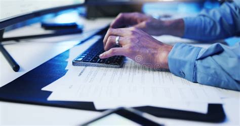 Computer Search And Hands Of Business Person For Contract Programming Or Website Planning