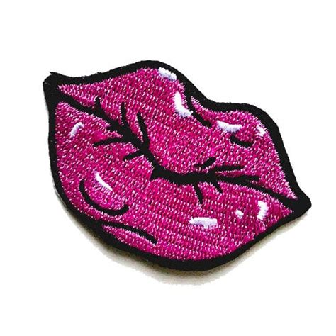 Pink Lips Iron On Patch Etsy