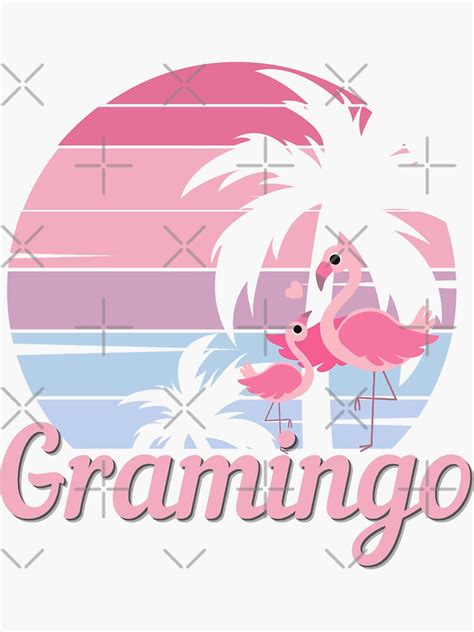Gramingo Vintage Tropical Sunset Grandma Flamingo Sticker For Sale By Rvannie Redbubble