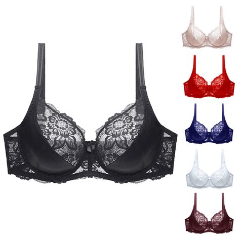 Womens Sexy Lace Push Up Plus Size Bra Underwire Unlined Full Coverage