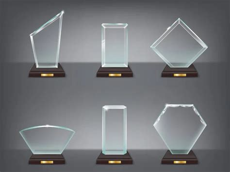 Collection Vector Illustration Of Modern Glass Trophies Prizes ⬇