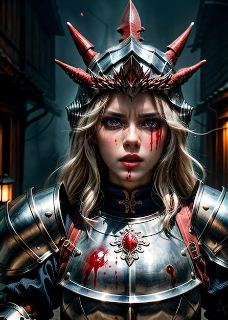 Premium Photo A Woman With A Sword And Shield On Her Head Is Standing