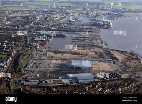 Aerial View Of Hull Docks To The East Of The City East Yorkshire Uk
