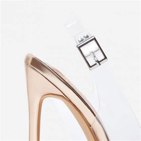 Ego Seamless Perspex Heel In Rose Gold Patent Shoes Post