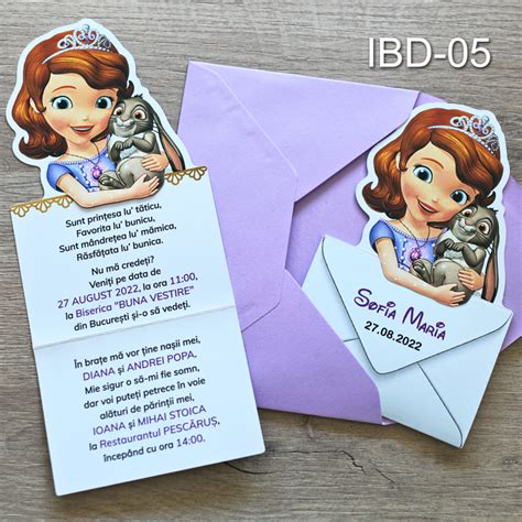 Invitatii Botez Fete Decupate Printesa Sofia IBD 05 Marturii