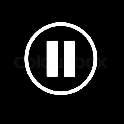 Pause Button Vector Icon In Linear Style Isolated On Black Audio Or
