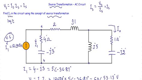 AC Circuit Source Transformation Theorem YouTube