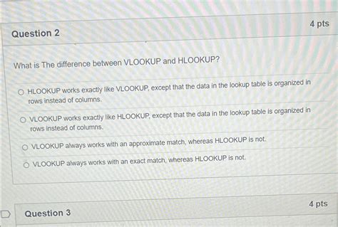 Solved Question 2What Is The Difference Between VLOOKUP And Chegg