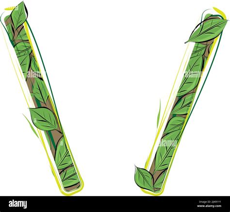 Green Leaf Symbol Sketch Drawing Vector Illustration Stock Vector Image