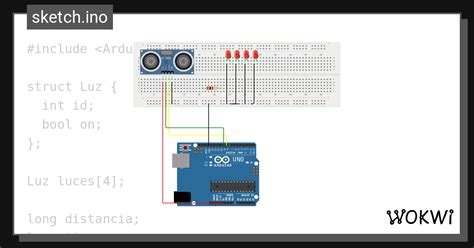control de luces por distancia wokwi esp32 stm32 arduino simulator