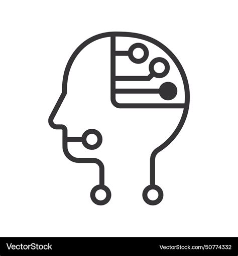 Human Ai Automation Line Icon Royalty Free Vector Image