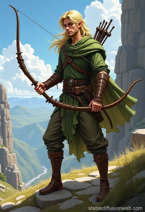 Elven Arcane Archer In Fantasy Landscape Stable Diffusion Online