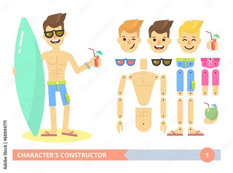 Characters Constructor Young Fit Sexy Man On The Beach In Shorts