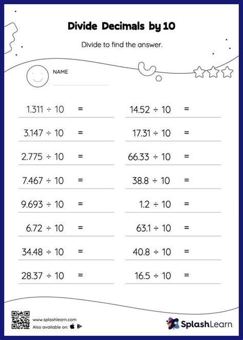 5th Grade Math Divide Decimals Worksheets Free And Printable Splashlearn