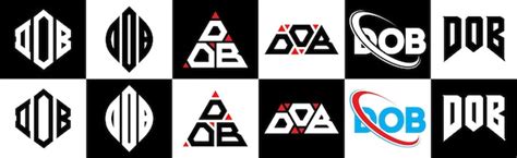 Premium Vector Dob Letter Logo Design In Six Style Dob Polygon Circle Triangle Hexagon Flat