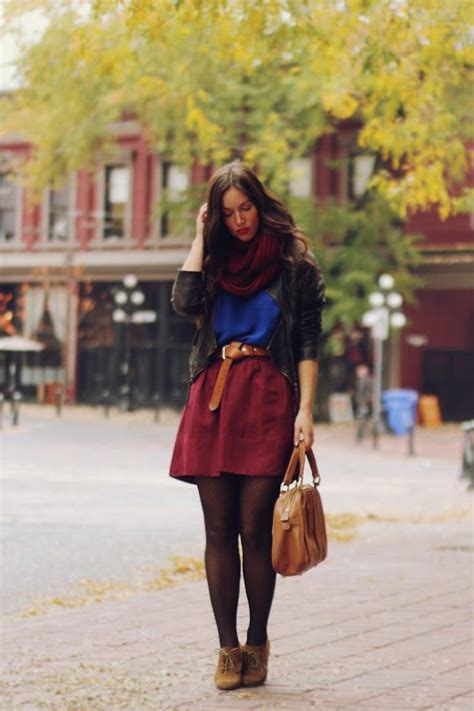 Scarf Style With Mini Skirt And Tights For Winter Fall Winter Dresses