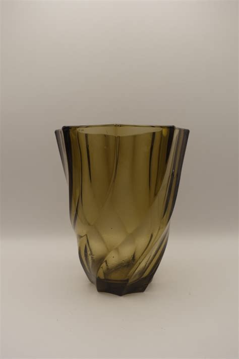 Vintage Smoked Glass Vase Etsy