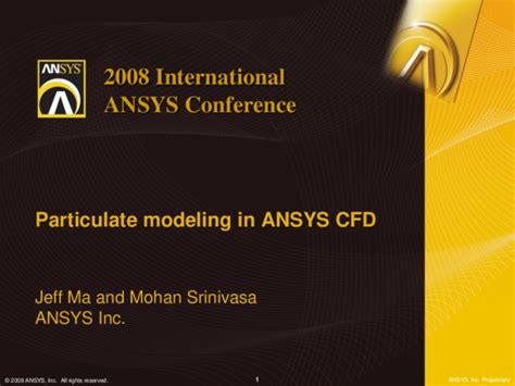 Pdf Particulate Modeling In Ansys Cfd