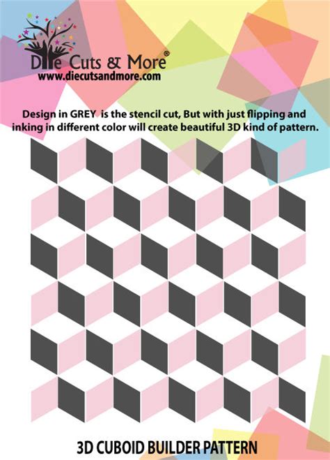 3d Cuboid Pattern Builder Stencil Die Cuts And More