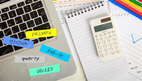 premium photo password weak bad cyber security laptop computer with memo sticks password
