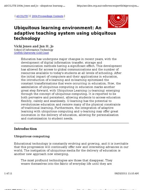 Ubiquitous Learning Environment Educational Technology Learning