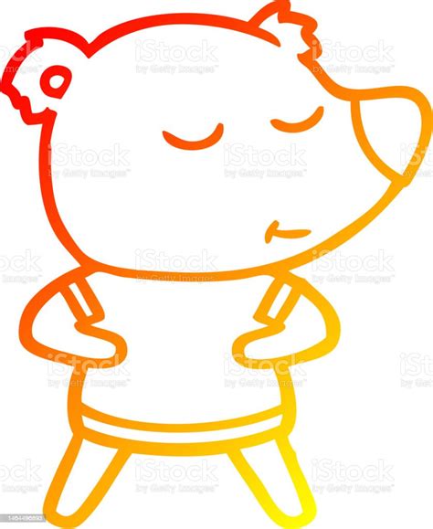 Dessin Au Trait Dégradé Chaud Dun Ours Polaire De Dessin Animé Heureux