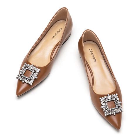 Cparavano Womens Flats Leather Flats Shoes Women Ballet Flats For