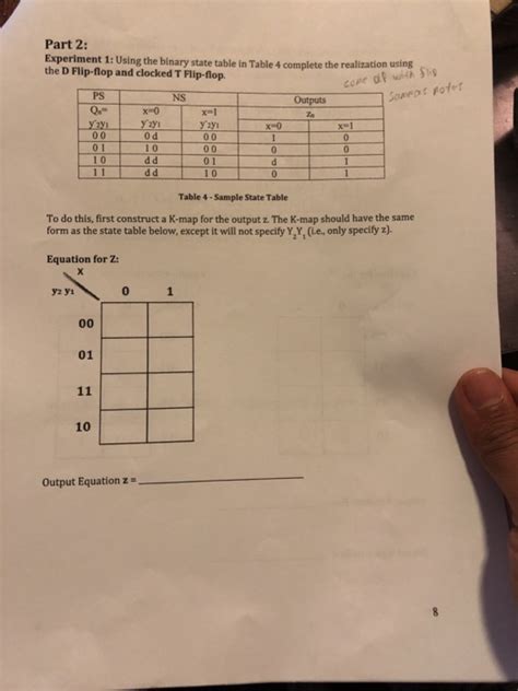 Solved Part 2 Experiment 1 Using The Binary State Table In