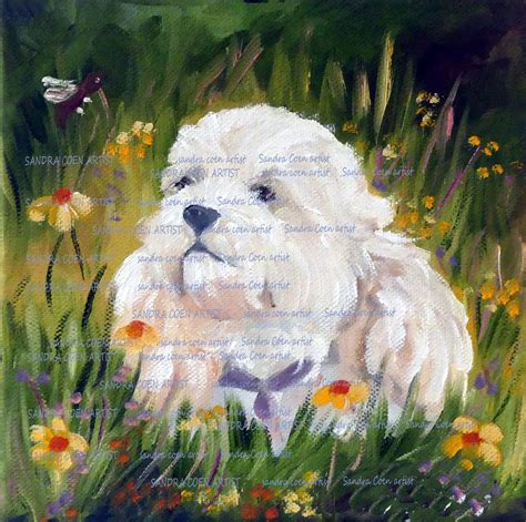 Cavapoo Dog Charming Oil Painting Design Printed Onto Cotton Feel